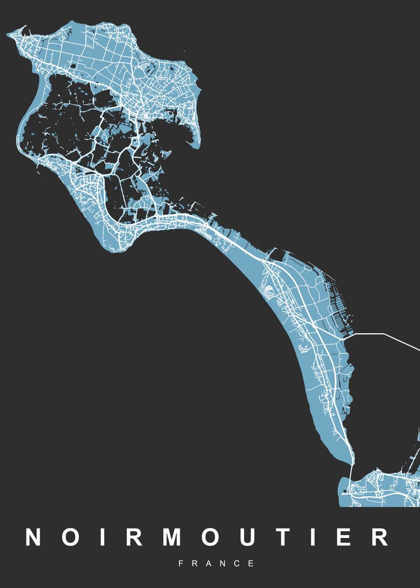 'Noirmoutier City Map' Poster, picture, metal print, paint by UrbanMaps ...