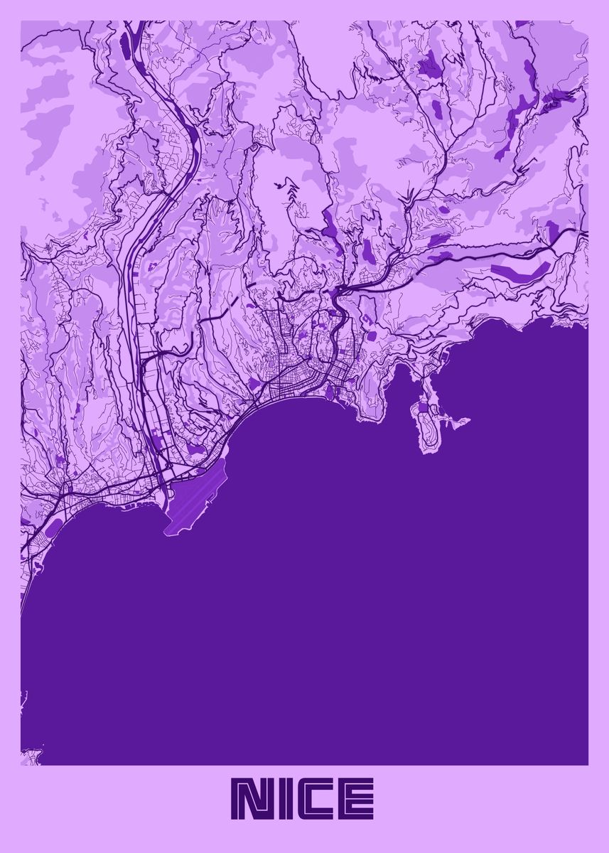 'Nice Lavender Map' Poster by Tien Stencil | Displate