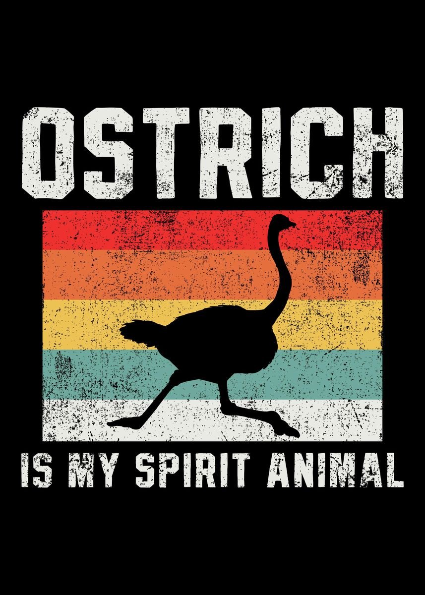 'Ostrich Vintage Retro' Poster, picture, metal print, paint by ...