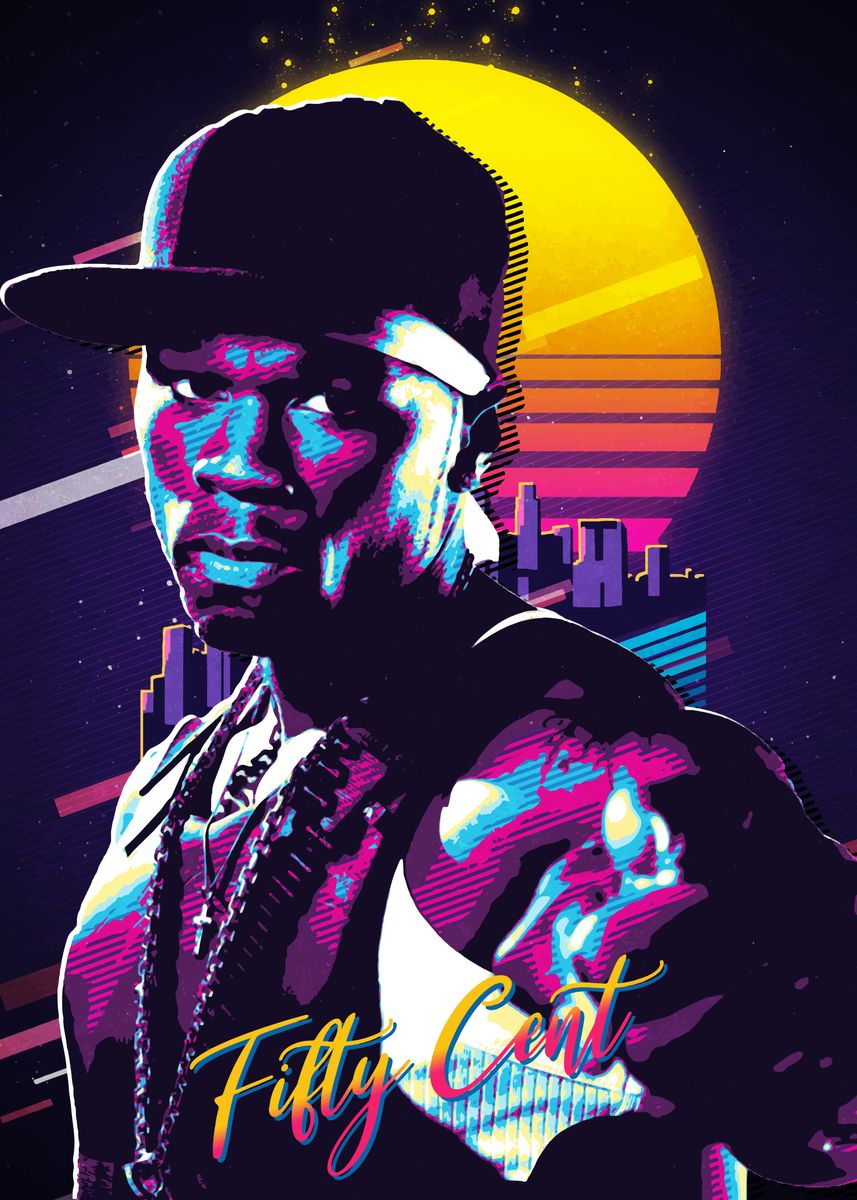 '50 Cent Rapper Hip Hop' Poster, picture, metal print, paint by louis ...