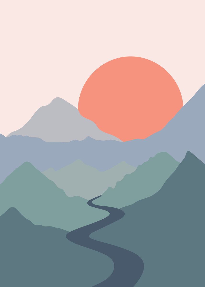 'Red Sun' Poster, picture, metal print, paint by DSpot Shop | Displate