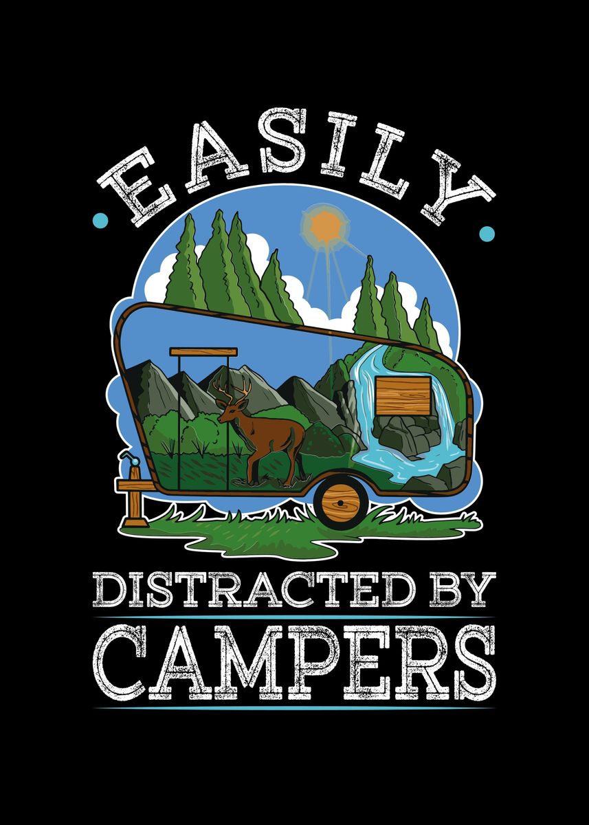 'Campers RV Camping Travel' Poster, picture, metal print, paint by ...