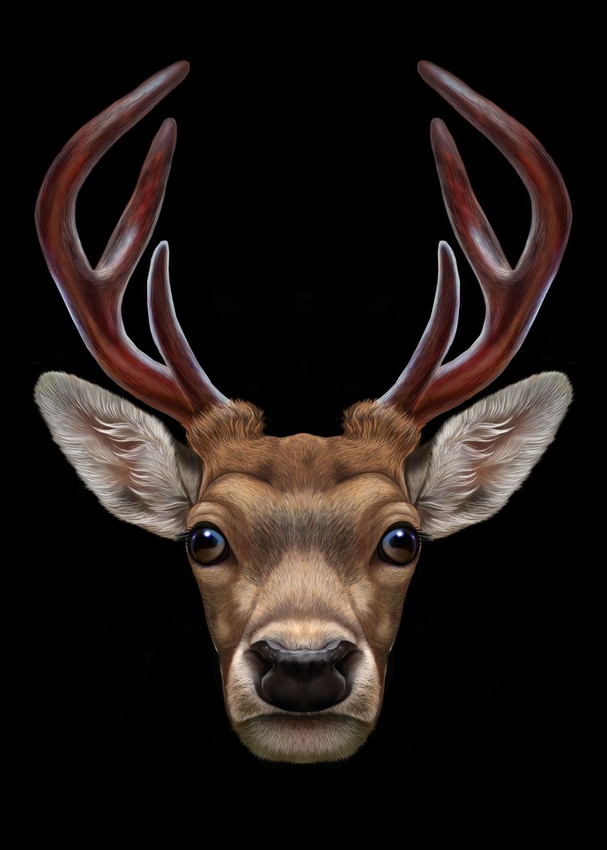'Alpha Deer' Poster, picture, metal print, paint by Jeff | Displate