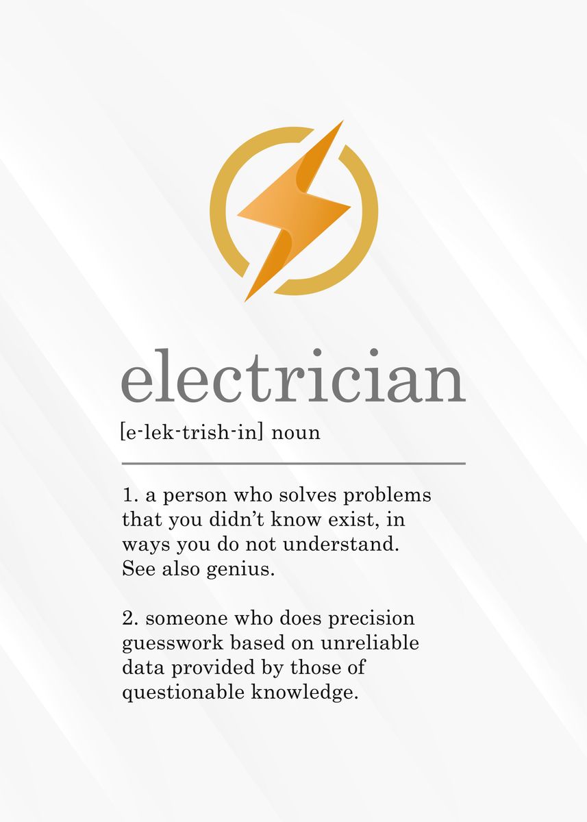 'Funny Electrician Sign' Poster, picture, metal print, paint by ...