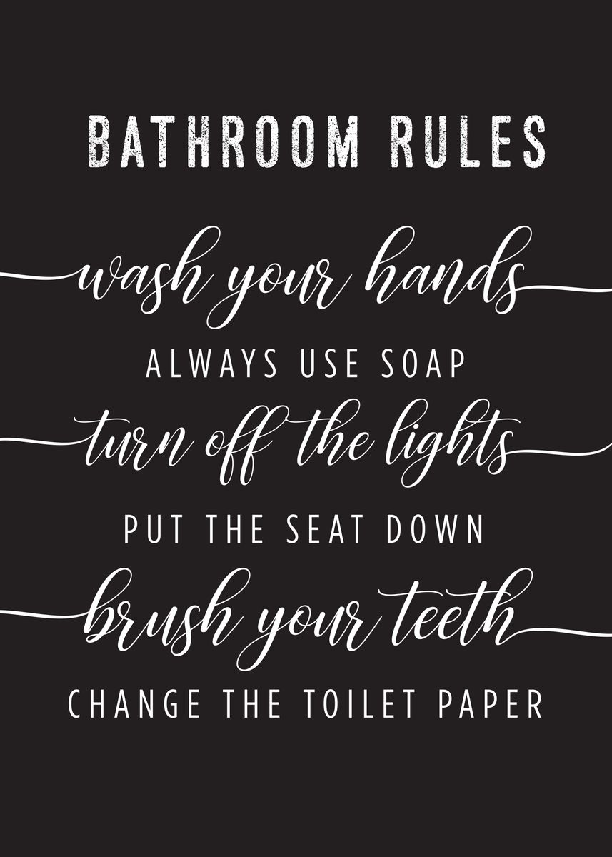 'Bathroom Rules' Poster by Robin Forsyth | Displate