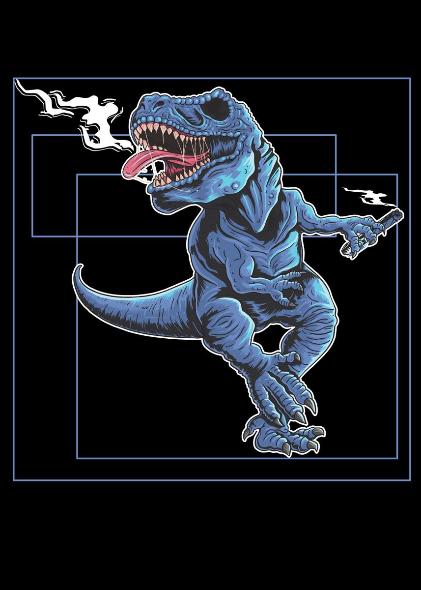 'Smoking Dinosaur Stoner' Poster, picture, metal print, paint by ...