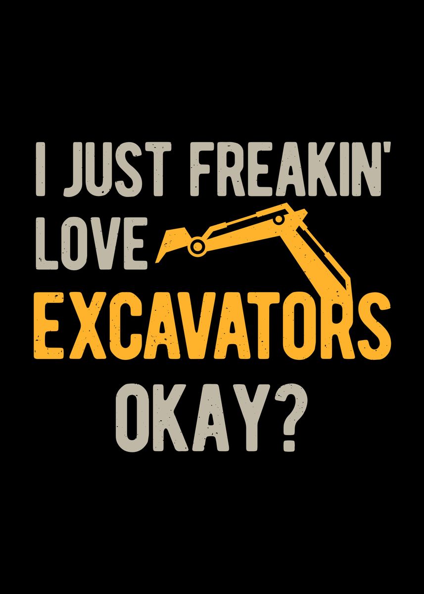 'Funny Excavator' Poster, picture, metal print, paint by Visualz | Displate