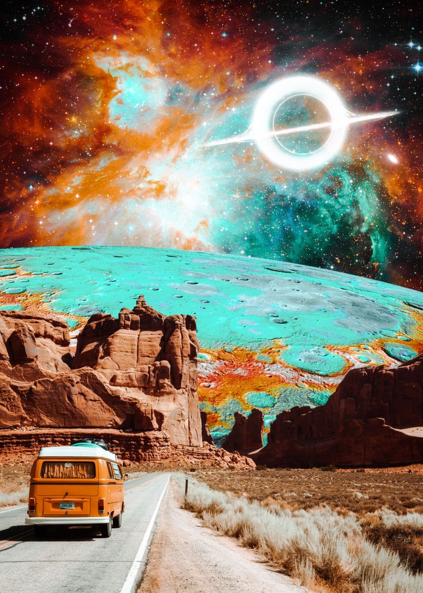 'Van Explore trippy world' Poster, picture, metal print, paint by Gen Z ...