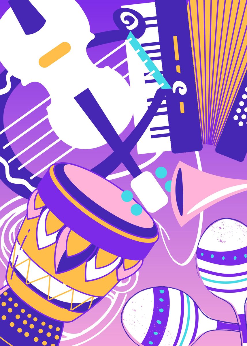 'Music Instrument Pop Art 1' Poster, picture, metal print, paint by ...