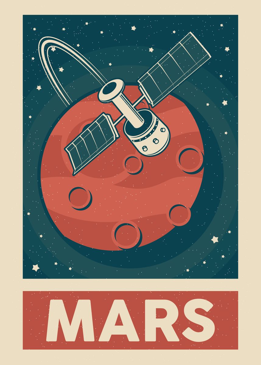 'PLANET MARS RETRO SPACE' Poster by StonerPlates | Displate