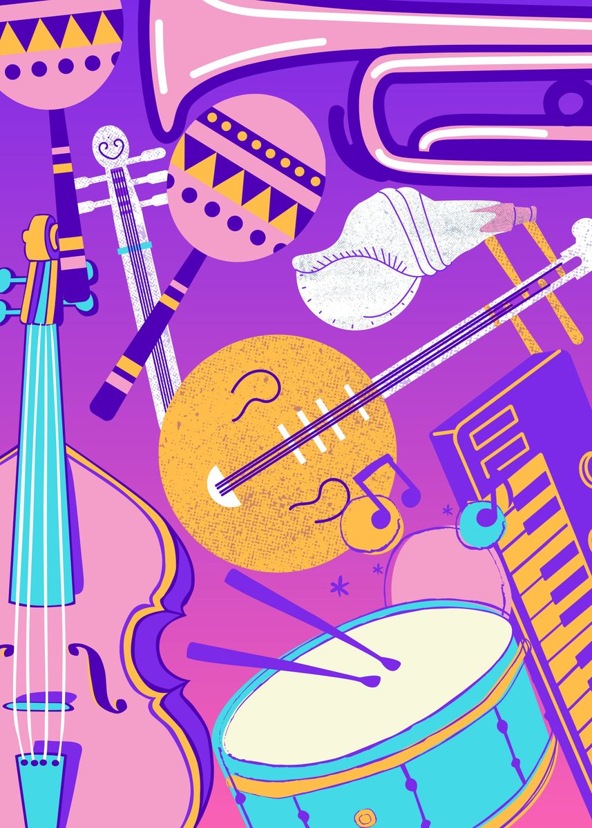 'Music Instrument Pop Art 4' Poster, picture, metal print, paint by ...