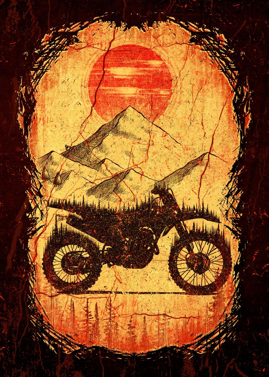 'Vintage Enduro' Poster, picture, metal print, paint by One Red Fox ...