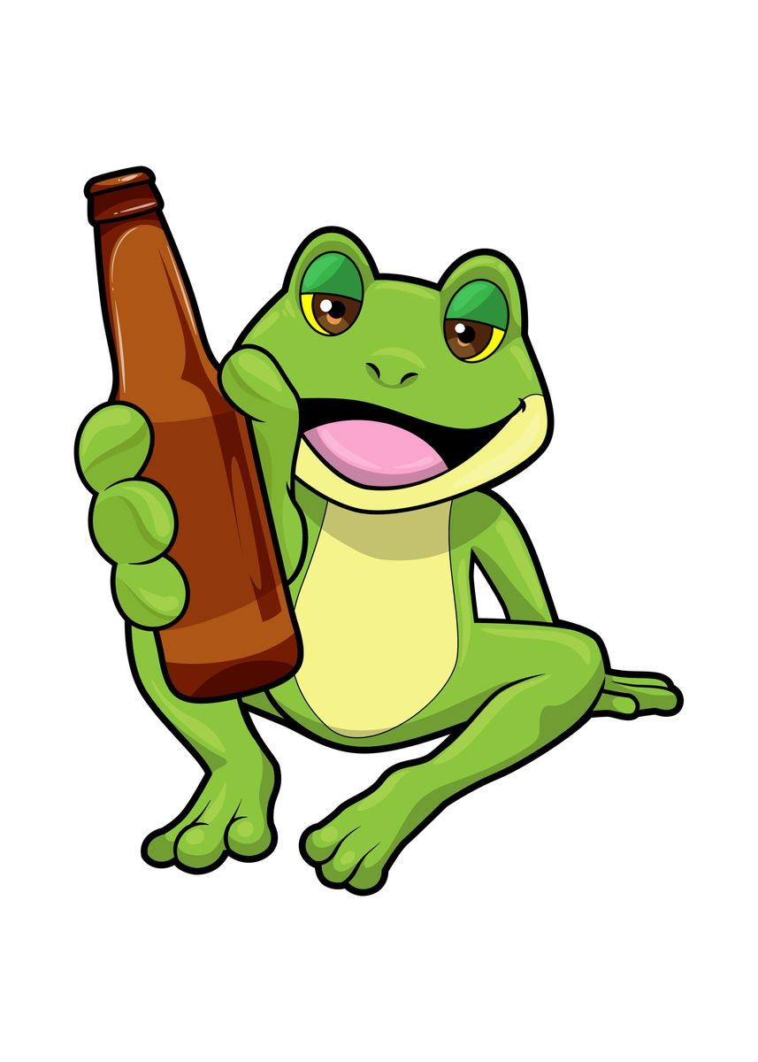 'Frog Bottle of Beer' Poster, picture, metal print, paint by Markus ...
