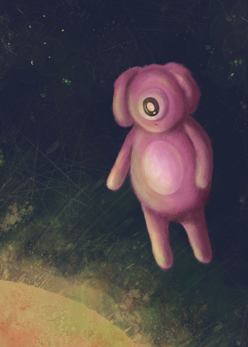 'The pinky monster in space' Poster by Raluca Popescu | Displate