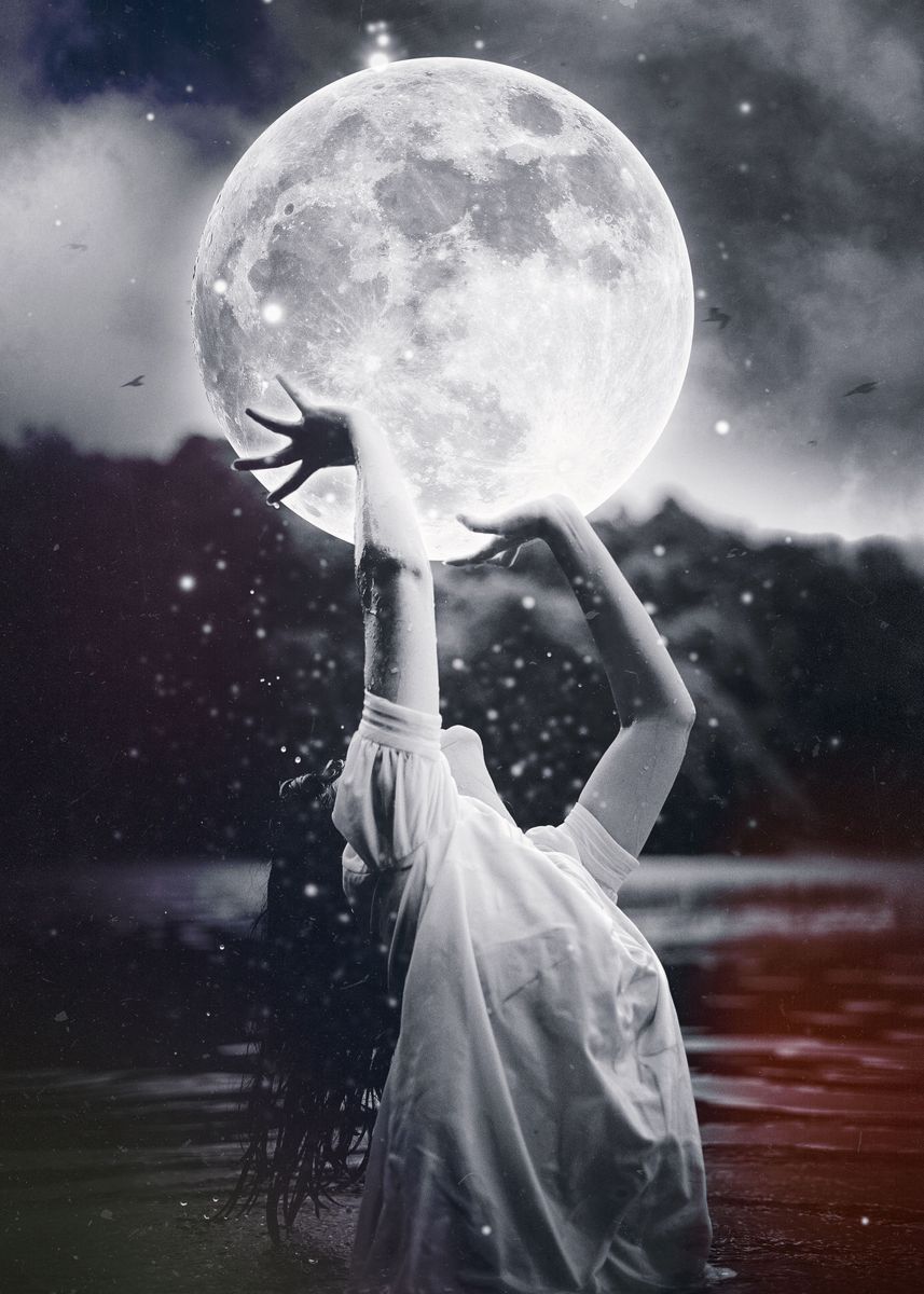 'Superlunary' Poster, picture, metal print, paint by seam less | Displate