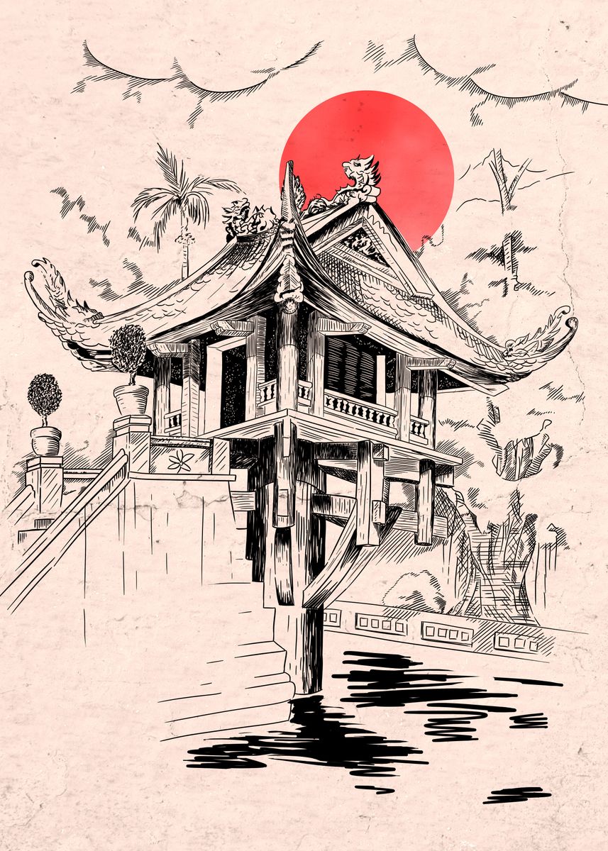 'Japan Jinja' Poster, picture, metal print, paint by SCARRT | Displate