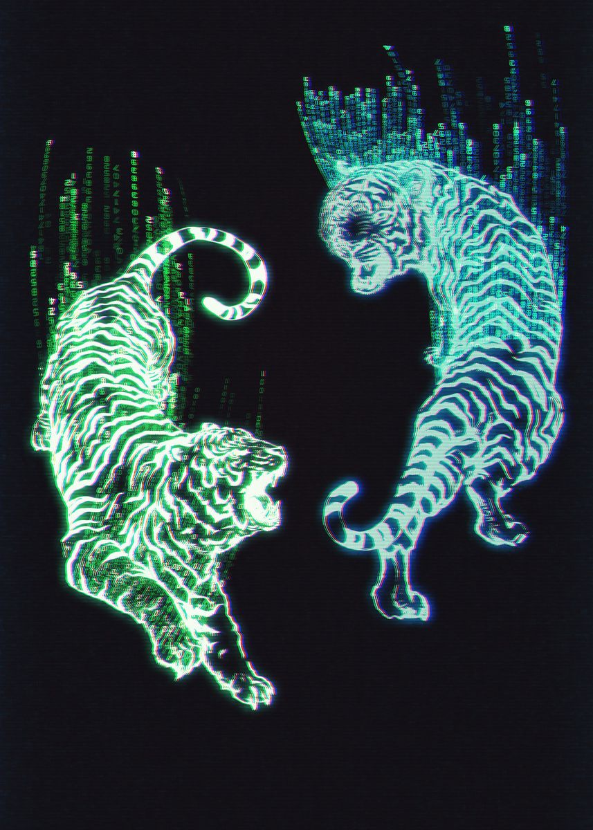 'Cyber Tigers' Poster by Ishan Mishra | Displate