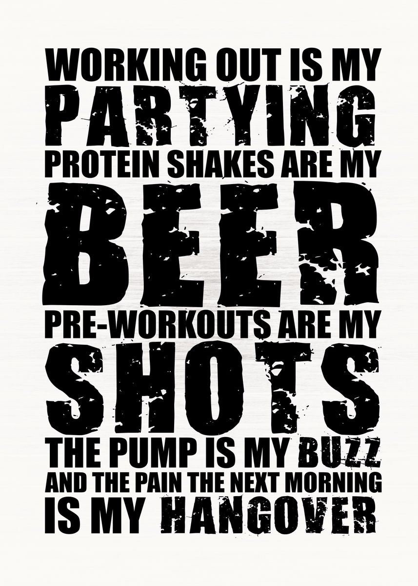 'Working Out Is My Partying' Poster by CHAN | Displate