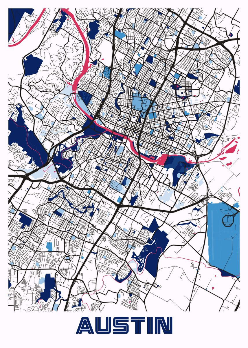 'Austin MilkTea Map' Poster by Tien Stencil | Displate