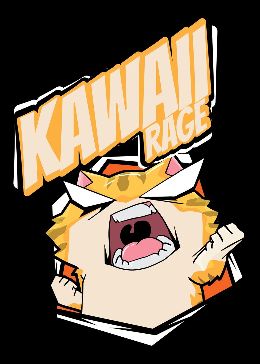 'Kawaii Rage Anime Japanese' Poster, picture, metal print, paint by ...