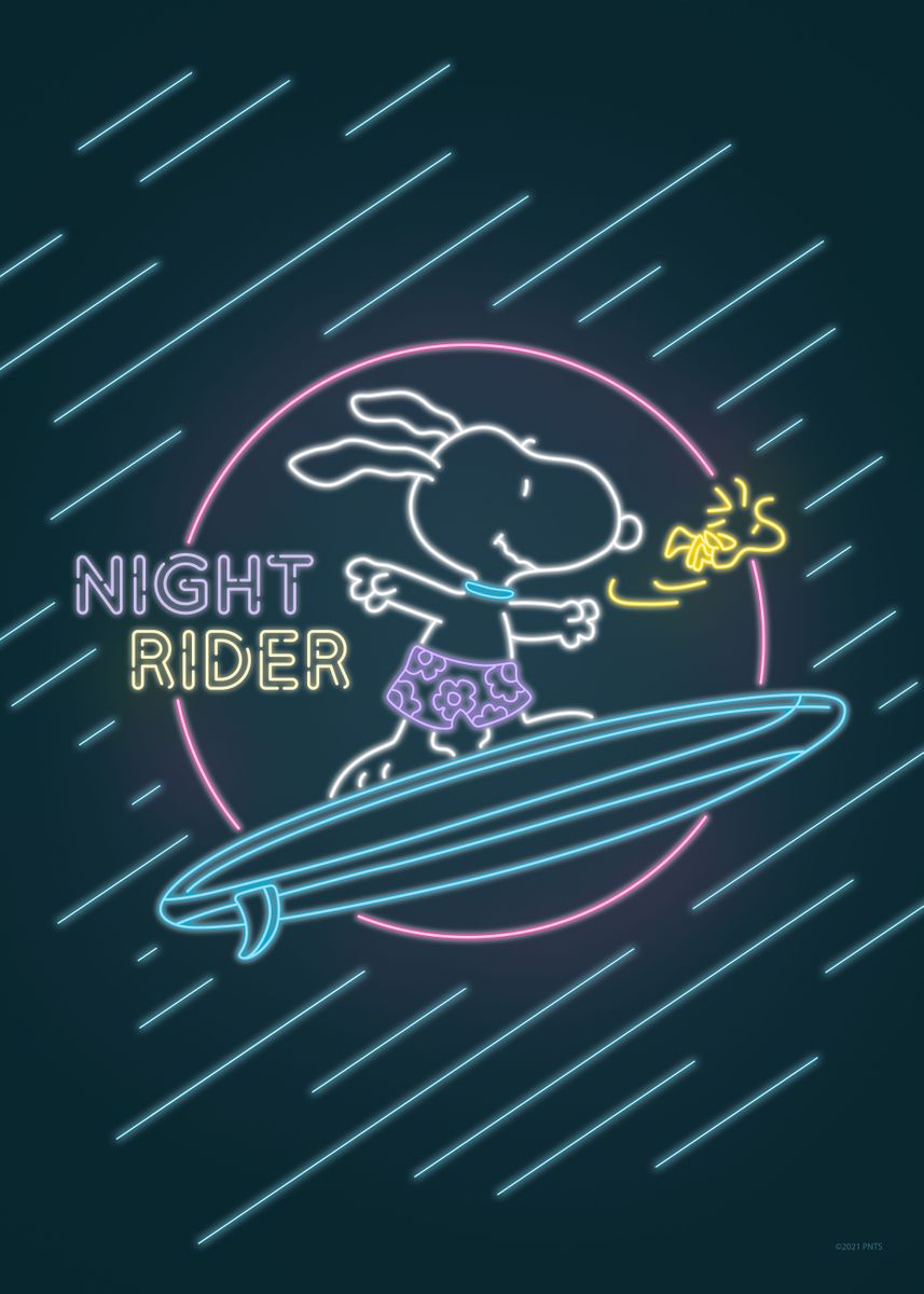 'Night Rider' Poster, picture, metal print, paint by Peanuts | Displate