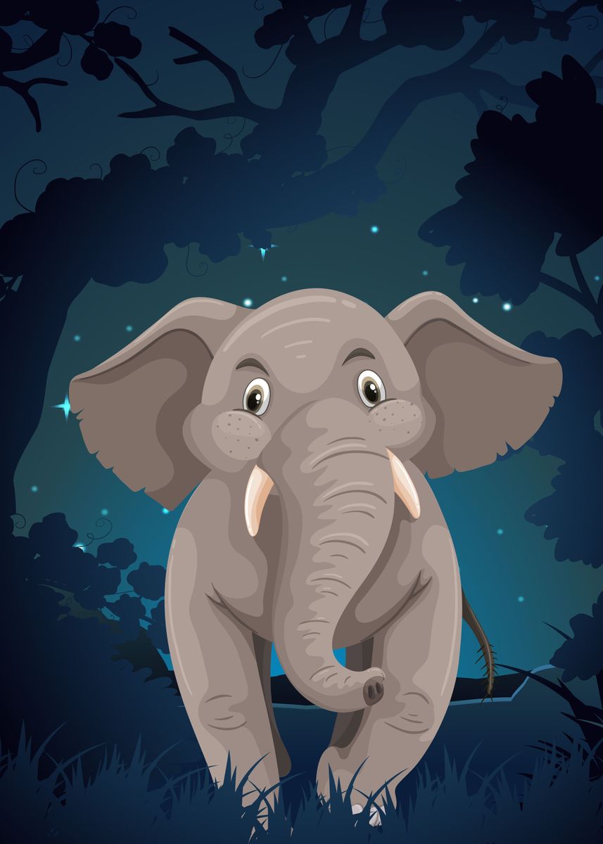 'Elephant Cute ' Poster, picture, metal print, paint by Cosima | Displate