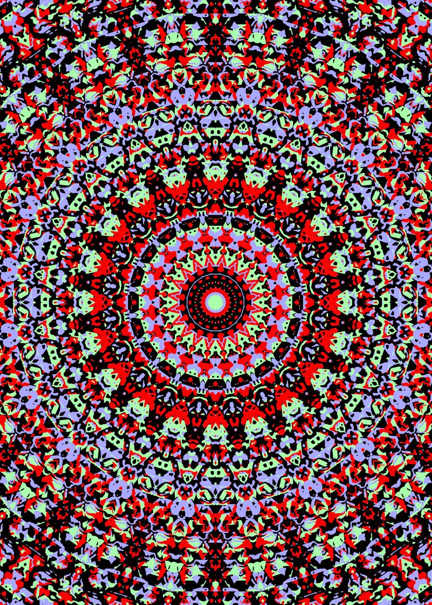 'Trippy Colorful Mandala' Poster by Kaleiope Studio | Displate