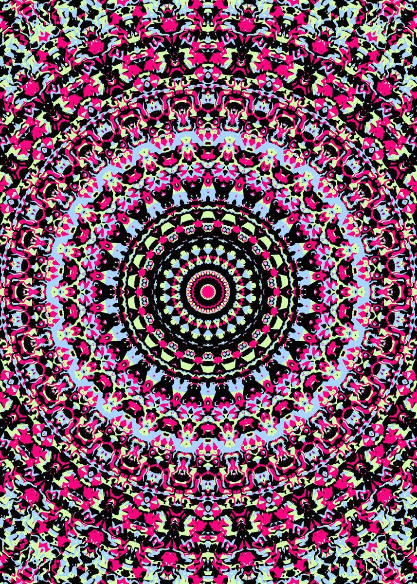 'Psychedelic Vivid Mandala' Poster, picture, metal print, paint by ...