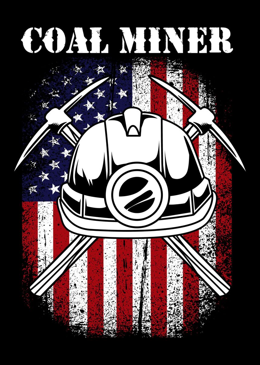 'Coal Mine American Flag' Poster, picture, metal print, paint by ...