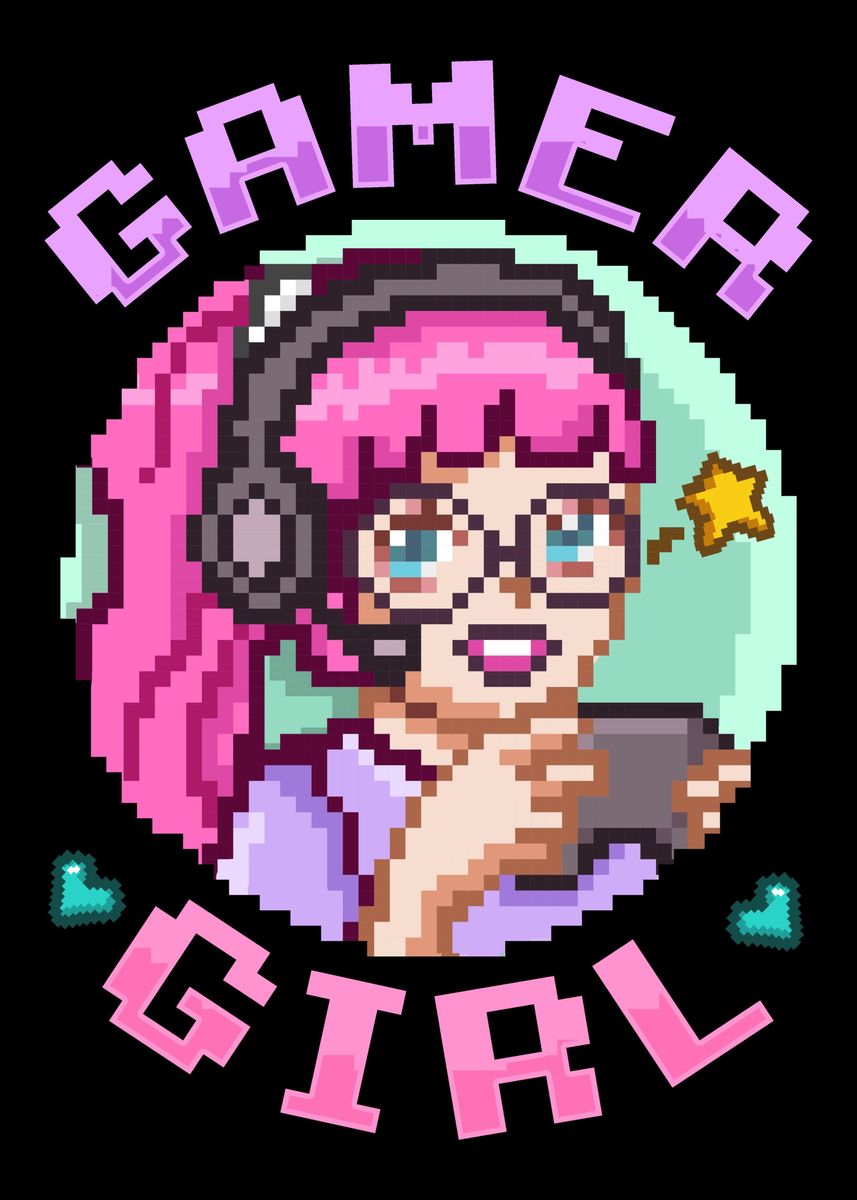 'Gamer Girl Gaming Video Ga' Poster, picture, metal print, paint by ...