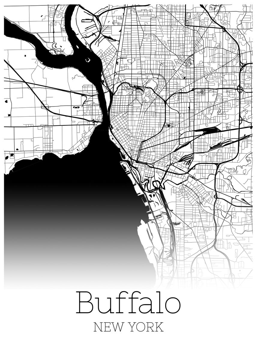 'Buffalo New York map' Poster, picture, metal print, paint by RelDesign ...