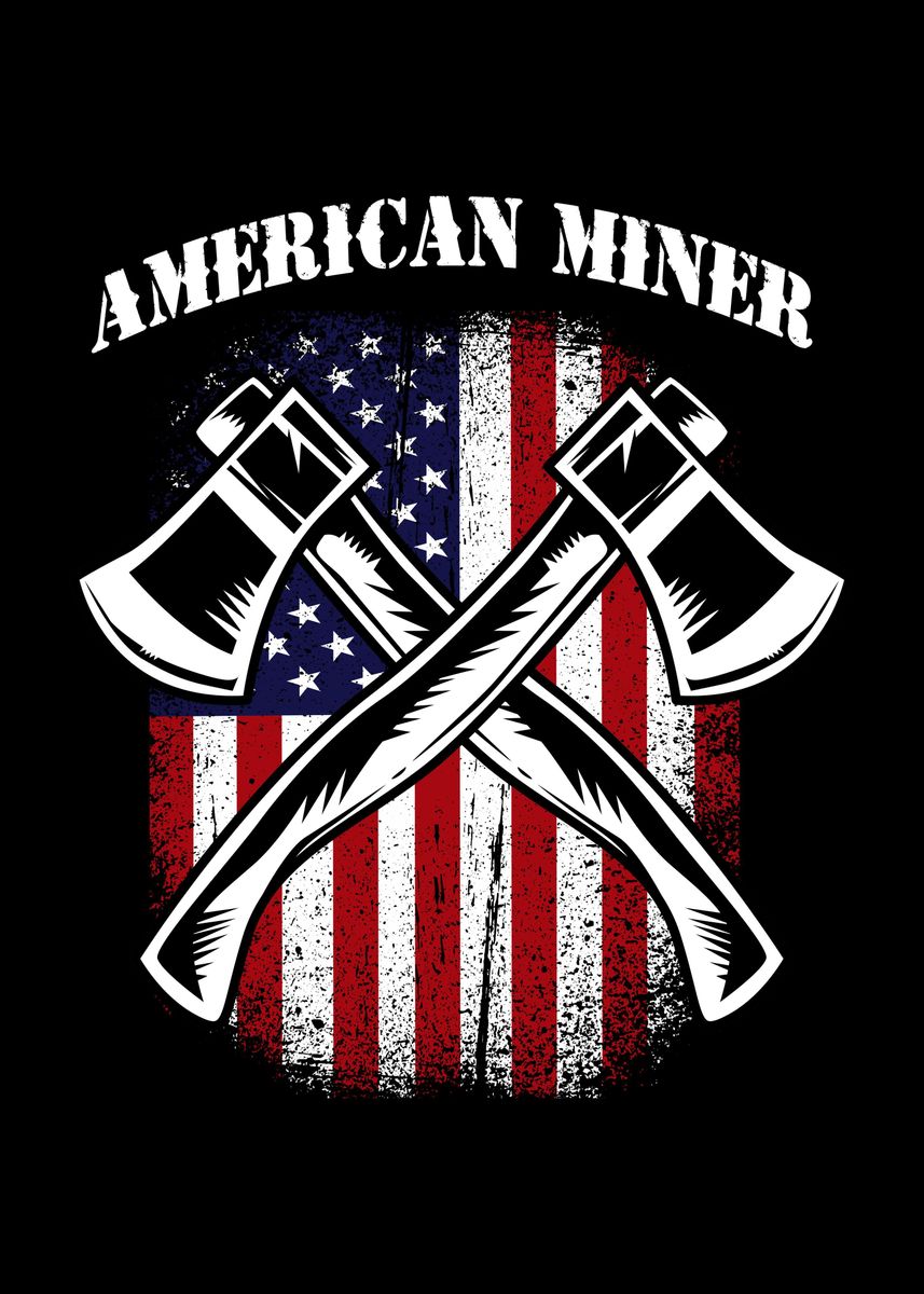 'American Flag Coal Miner' Poster, picture, metal print, paint by ...