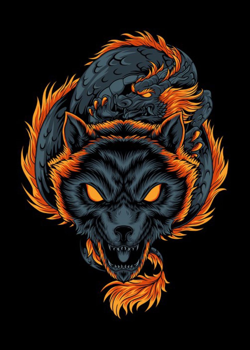'Dragon+Fox' Poster, picture, metal print, paint by Kin Limpin | Displate