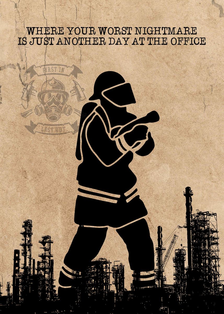 'Firefighter Wall Art Decor' Poster, picture, metal print, paint by ...