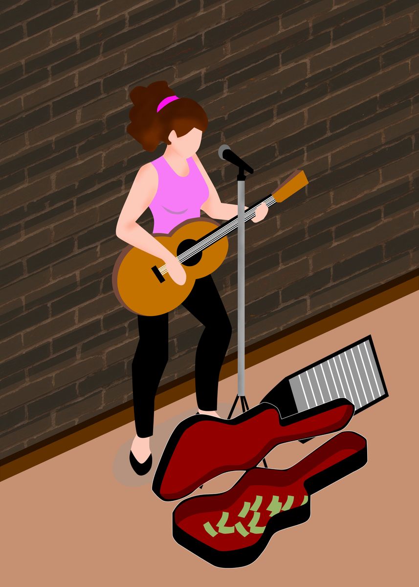 'acoustic girl' Poster, picture, metal print, paint by alesha art ...