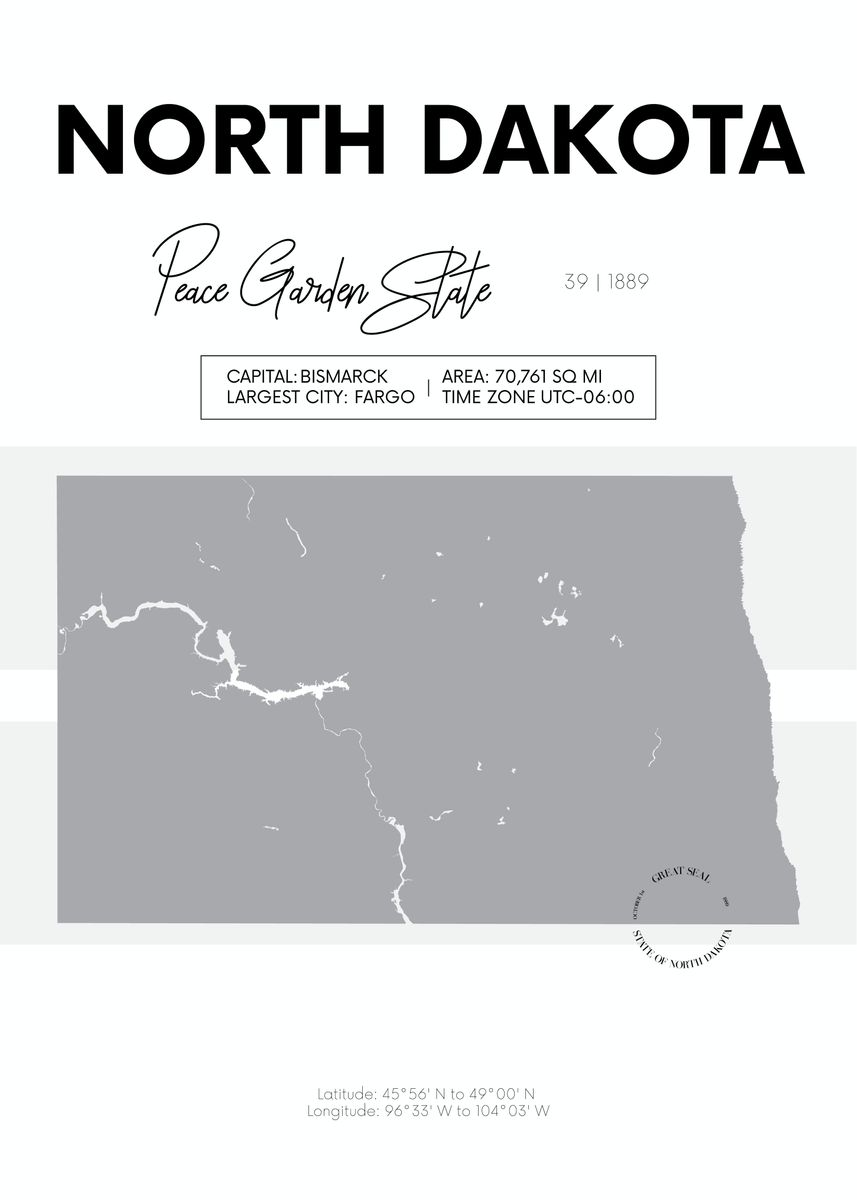 'North Dakota' Poster, picture, metal print, paint by Conceptual ...