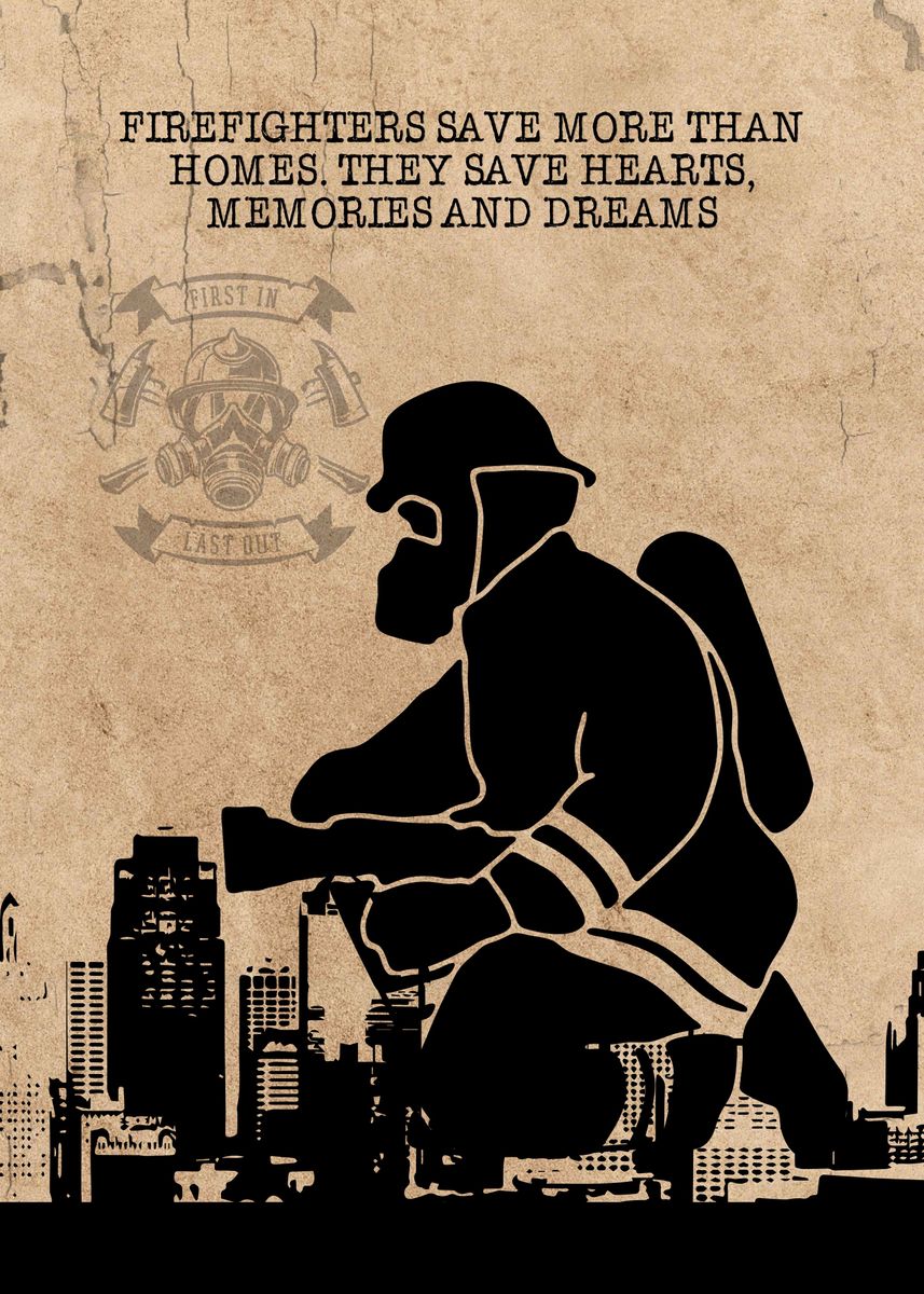 'Firefighter Wall Art Decor' Poster, picture, metal print, paint by ...