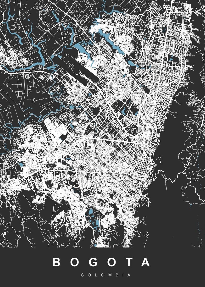 'BOGOTA City Map ' Poster, picture, metal print, paint by UrbanMaps ...