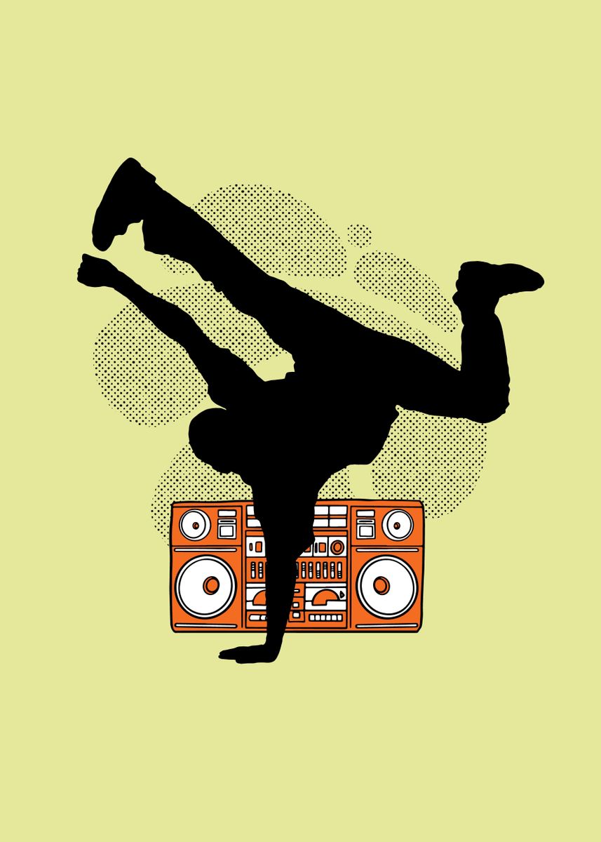 'Breakdancer Silhouette' Poster, picture, metal print, paint by ...