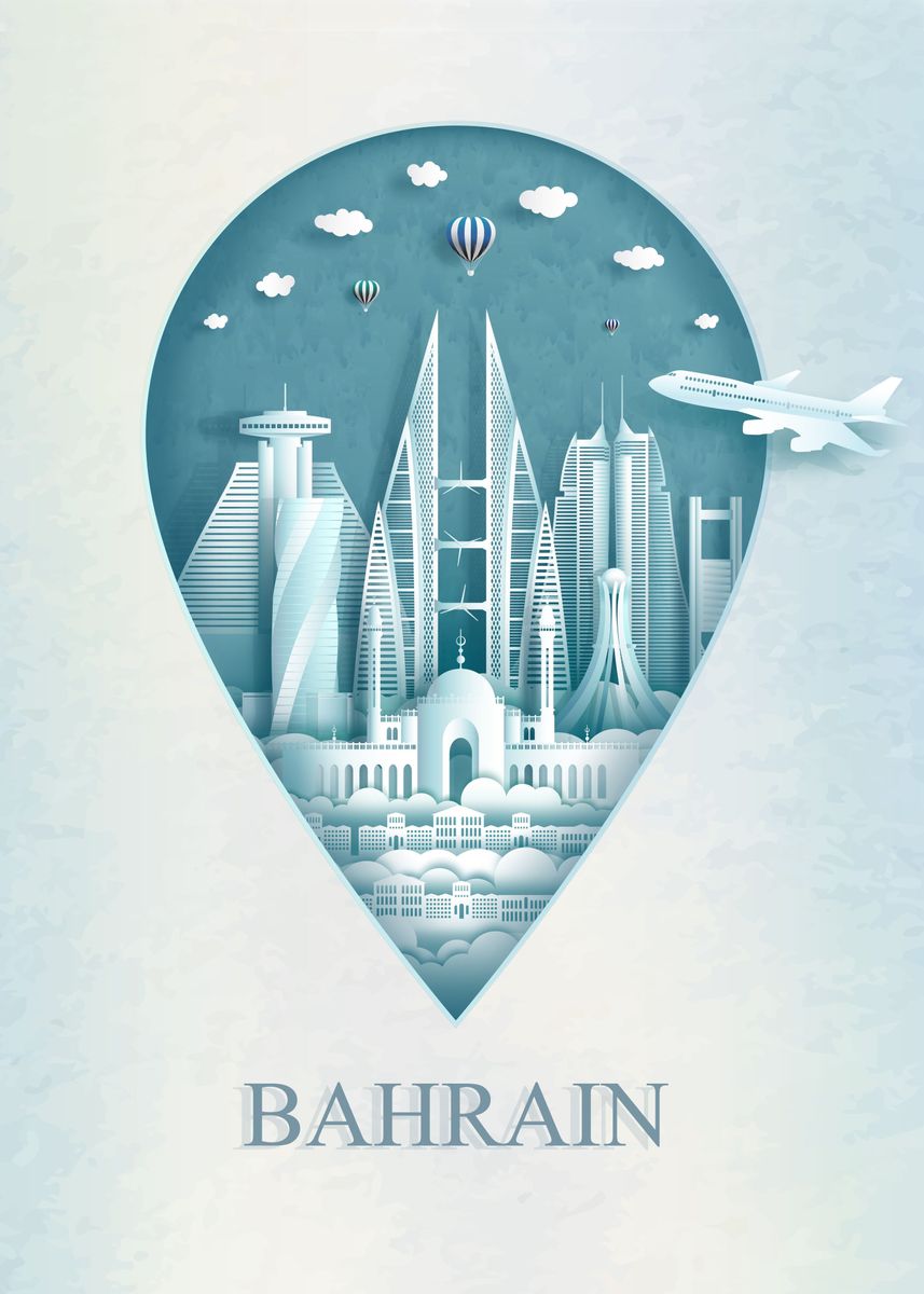 'Bahrain Travel Landmark' Poster, picture, metal print, paint by Metal ...