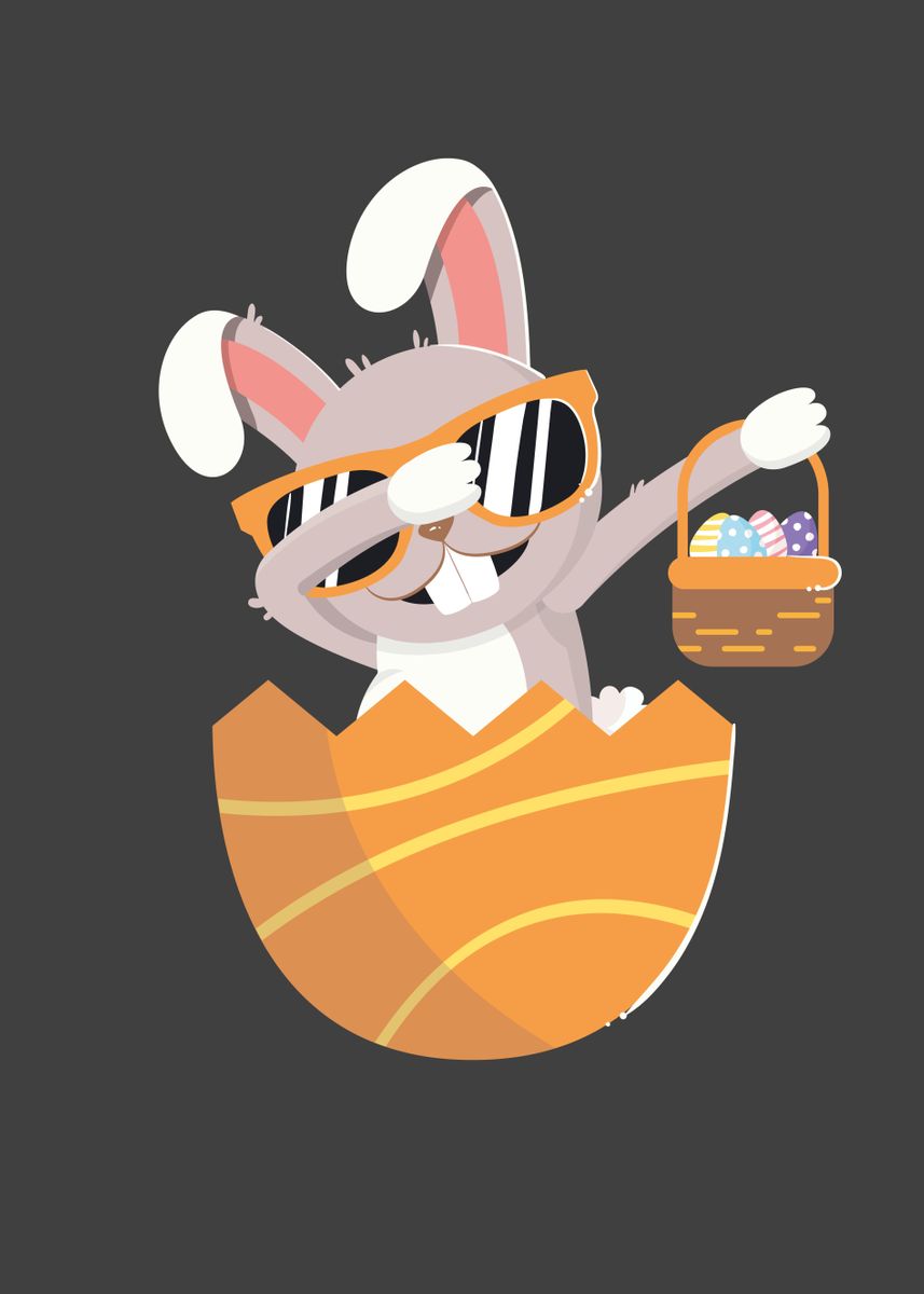 'Dabbing Rabbit Easter Day' Poster, picture, metal print, paint by ...