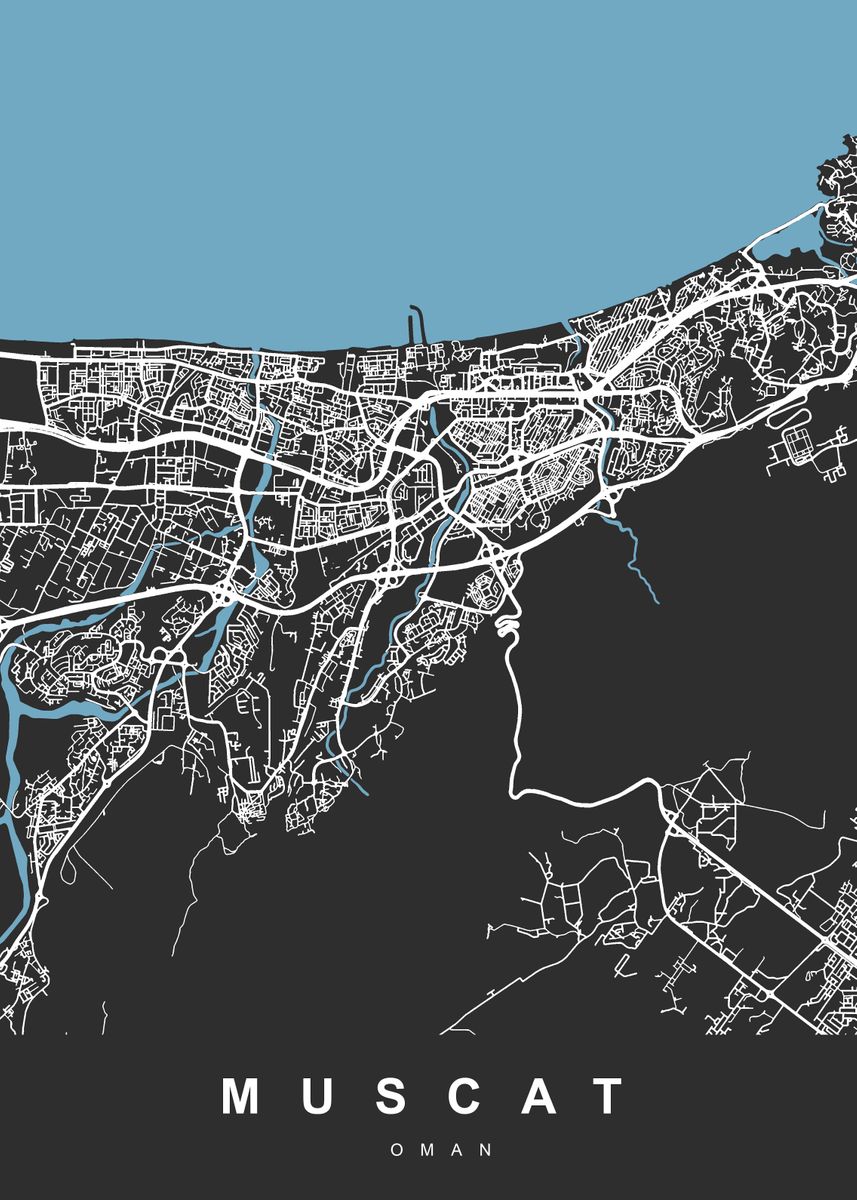 'MUSCAT City Map Oman' Poster by UrbanMaps | Displate