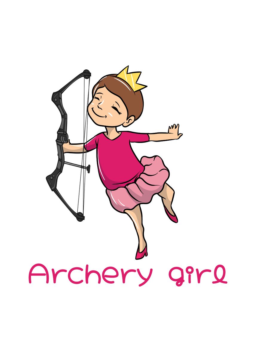 'Cute Archery Girl Bow' Poster, picture, metal print, paint by ...