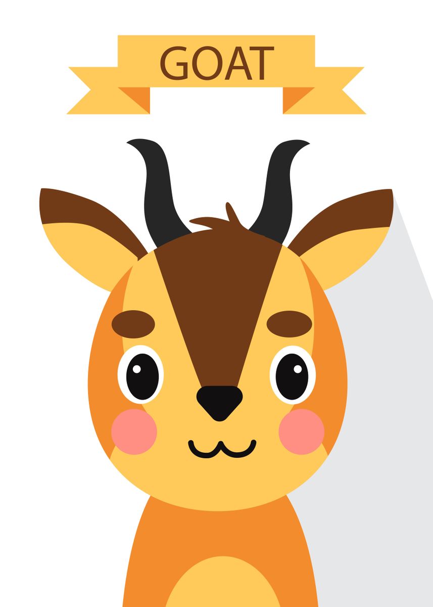 'Cute Goat portrait poster' Poster, picture, metal print, paint by ...