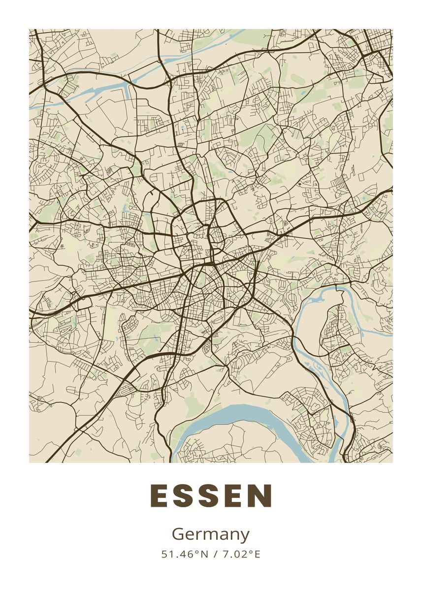 'Essen City Map' Poster, picture, metal print, paint by Tarendra Studio ...