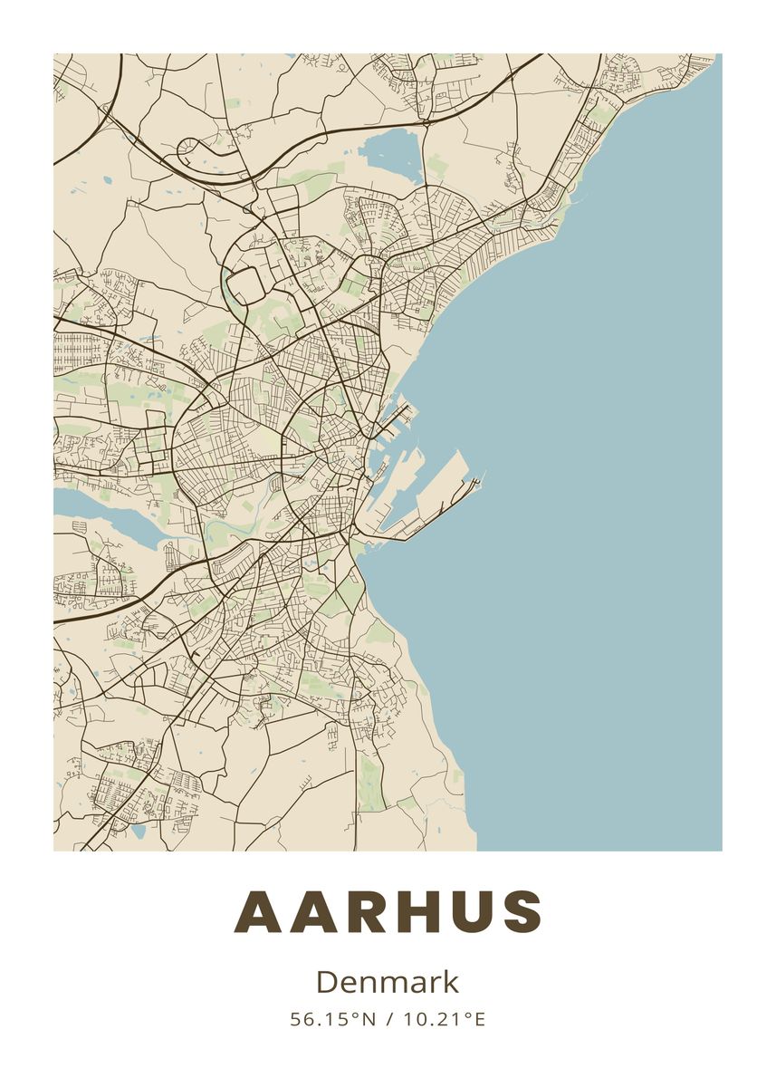 'Aarhus City Map' Poster, picture, metal print, paint by Tarendra ...