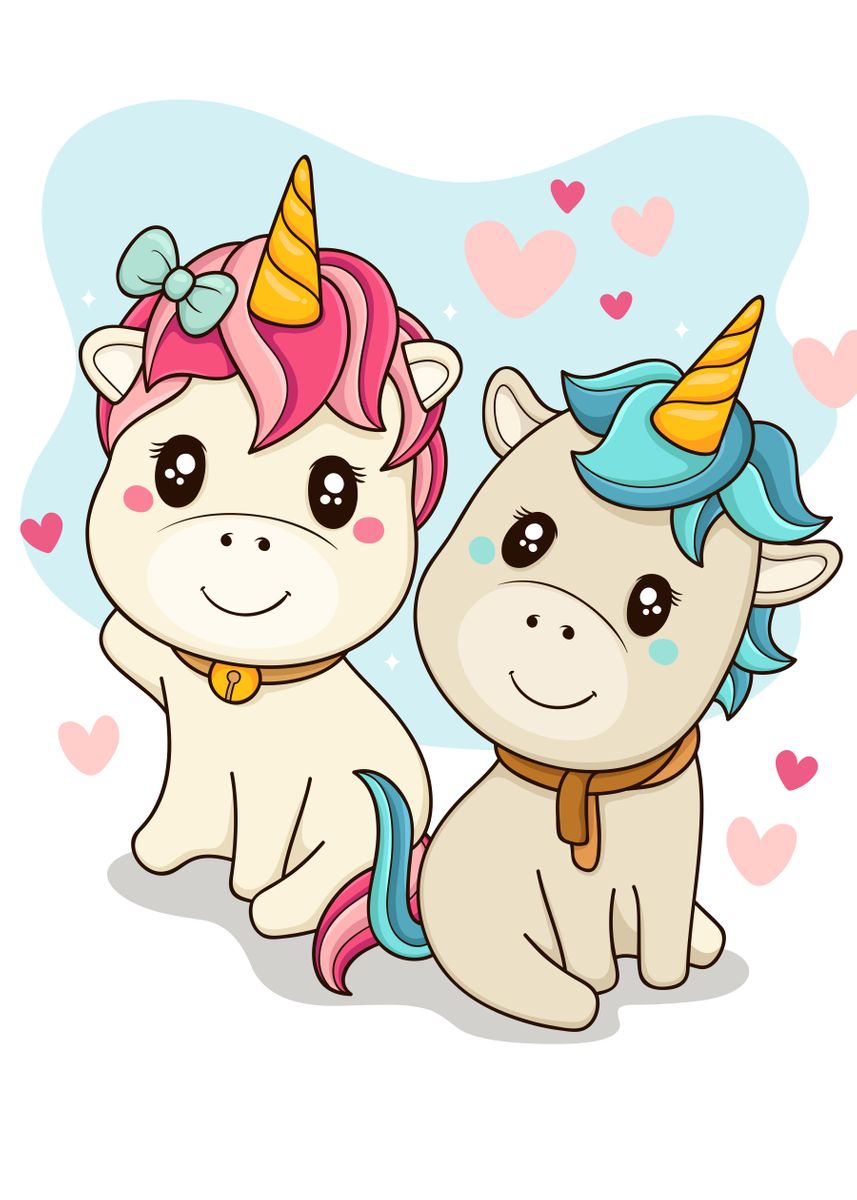 'Cute unicorns couple ' Poster by Queensy Collin | Displate