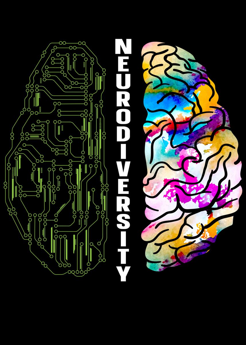 'Neurodiversity Brain' Poster, picture, metal print, paint by NAO ...