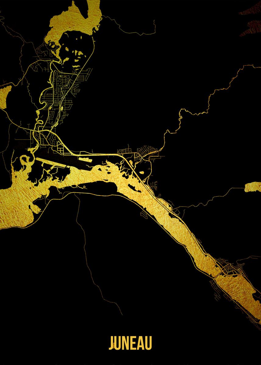 'Juneau gold map' Poster, picture, metal print, paint by LUNGHISTE ...