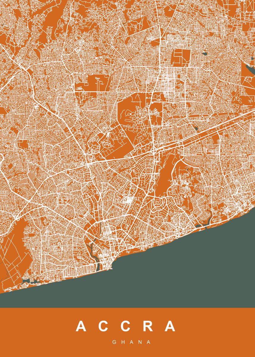 'ACCRA City Map Ghana' Poster by UrbanMaps | Displate